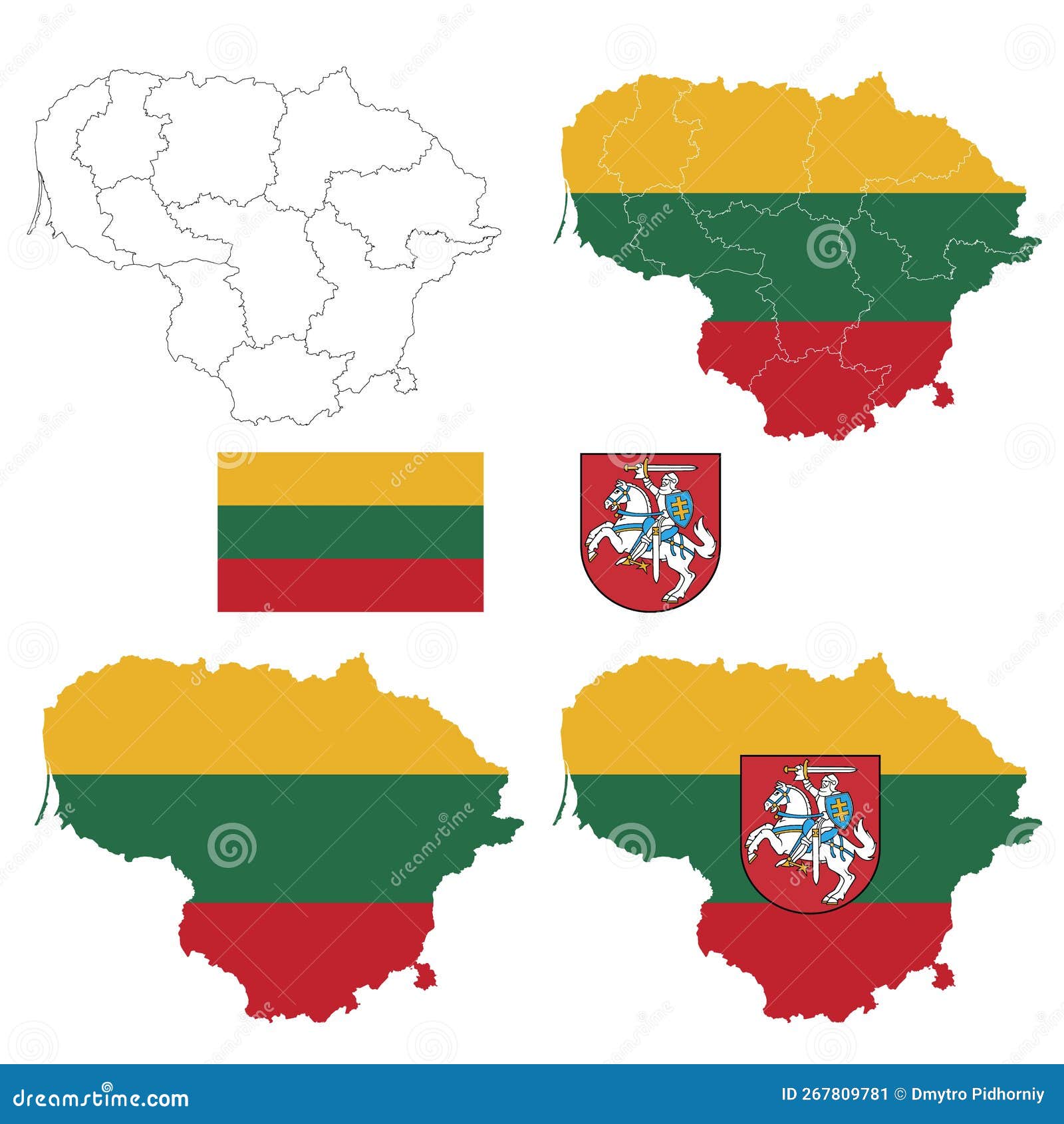 Set of Territories of the Country with the Flag of Lithuania Stock ...