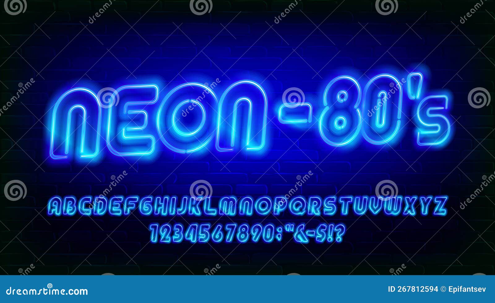 Neon-80s Alphabet Font. Neon Colors Letters and Numbers Stock Vector ...