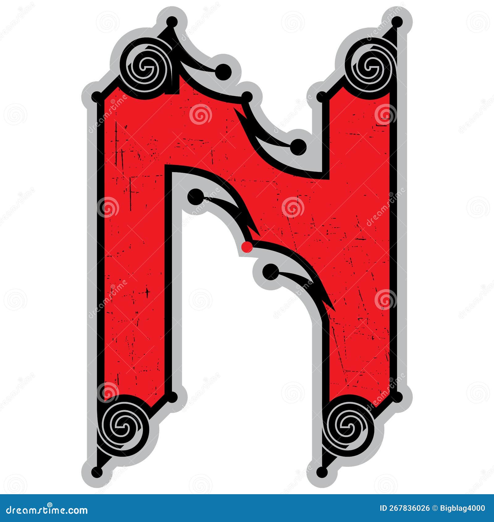 Vector Decorative Letter Isolated on White Background.Art Font. Stock ...