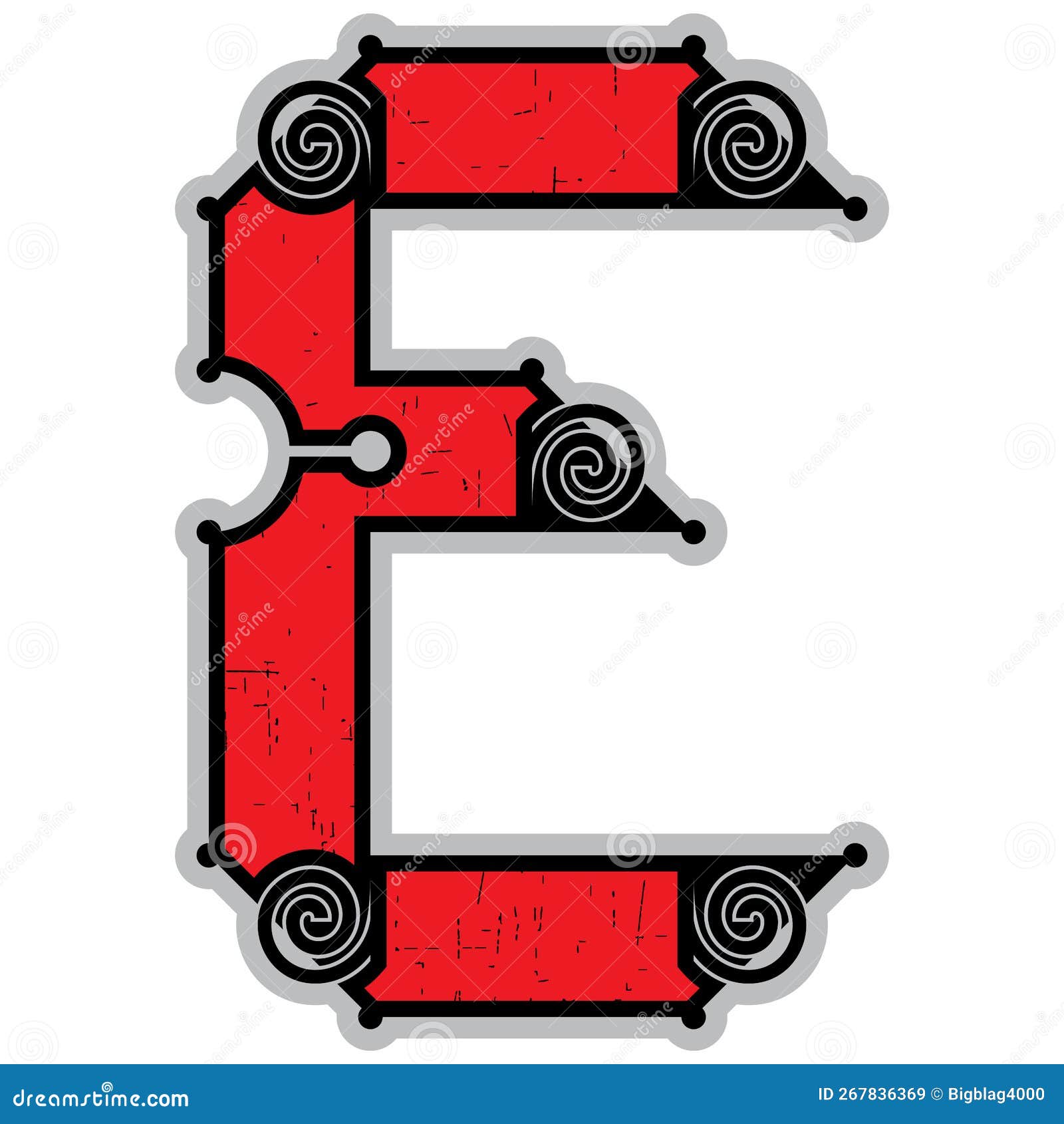 Vector Decorative Letter Isolated on White Background.Art Font. Stock ...