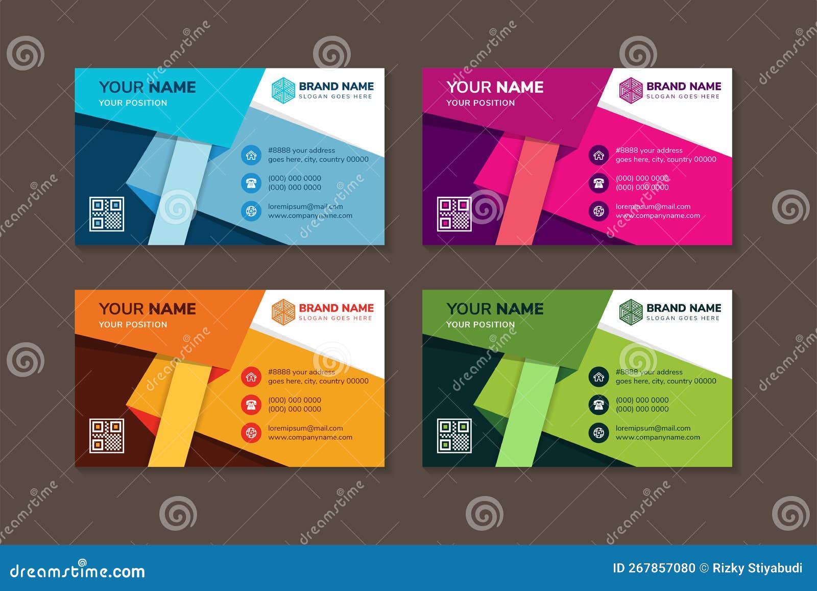 Modern Abstract Business Cards Design Template. One Side Layer Stock ...