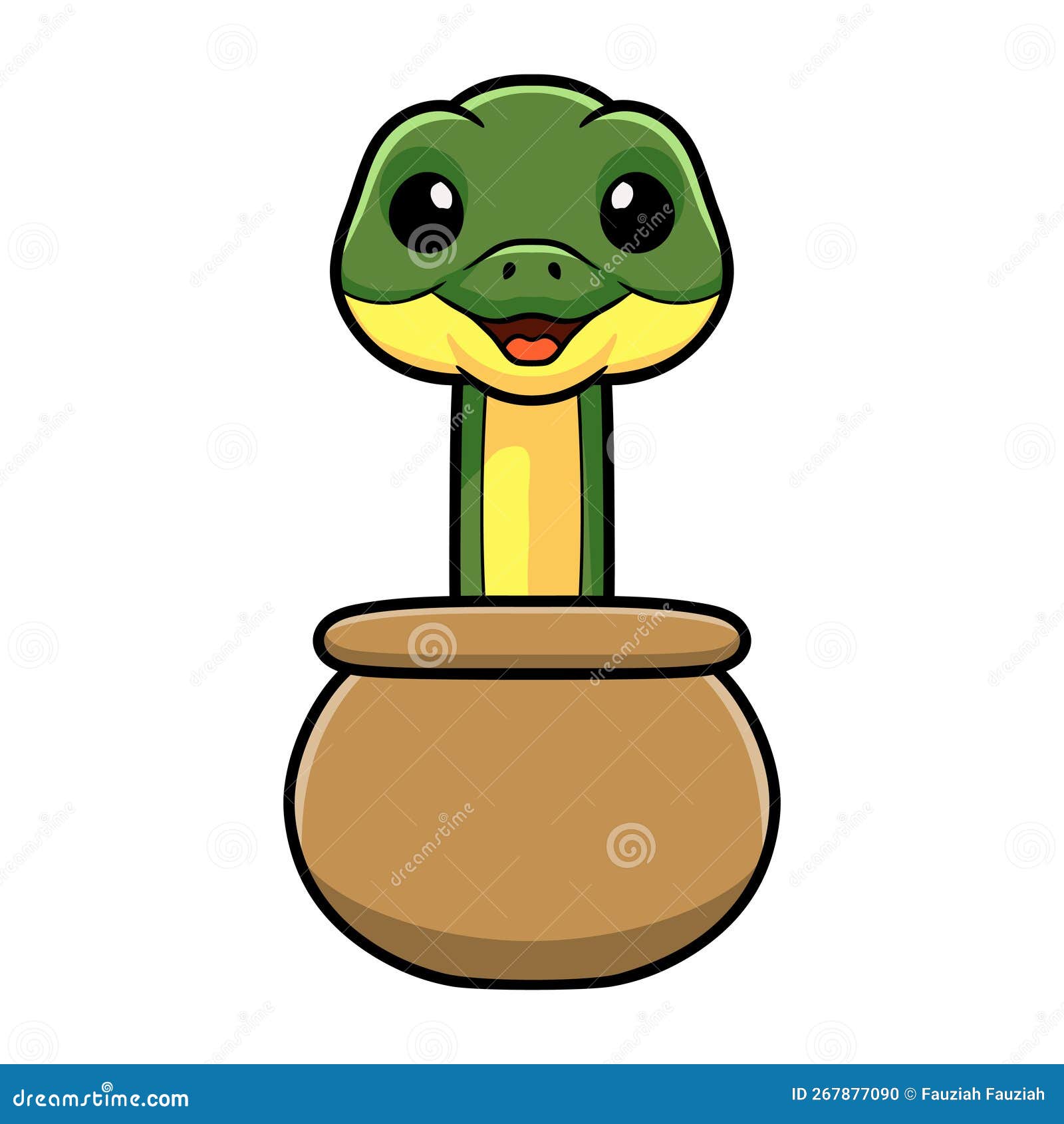 Cute Easten Racer Snake Cartoon Inside the Pot Stock Vector ...