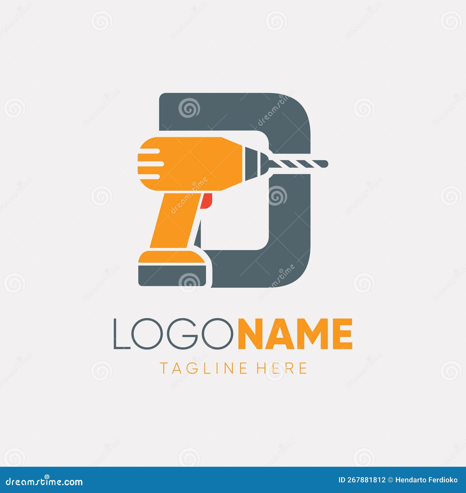 Letter D Hand Drill Machine Logo Design Vector Icon Graphic Emblem ...
