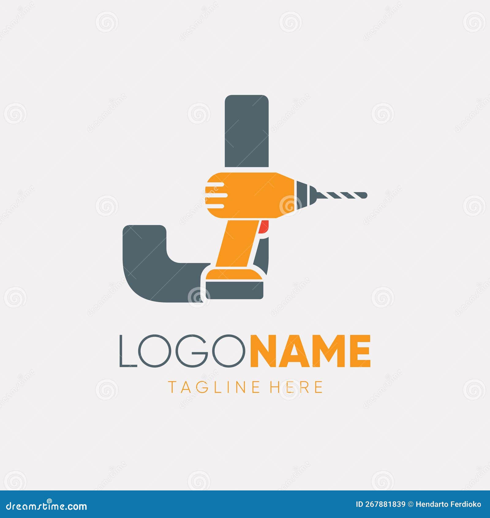 Letter J Hand Drill Machine Logo Design Vector Icon Graphic Emblem ...