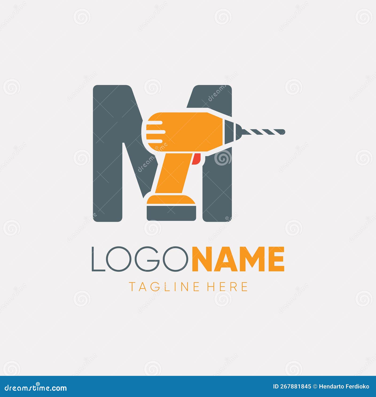 Letter M Hand Drill Machine Logo Design Vector Icon Graphic Emblem ...