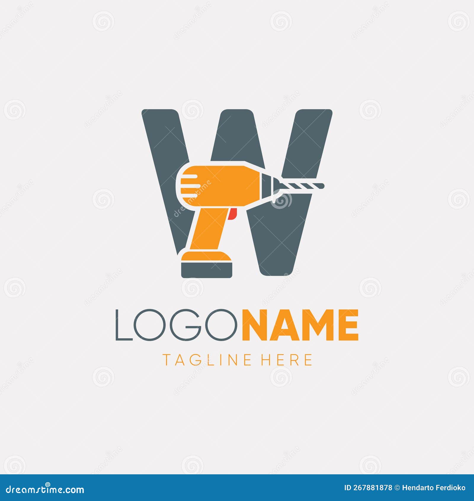Letter W Hand Drill Machine Logo Design Vector Icon Graphic Emblem ...