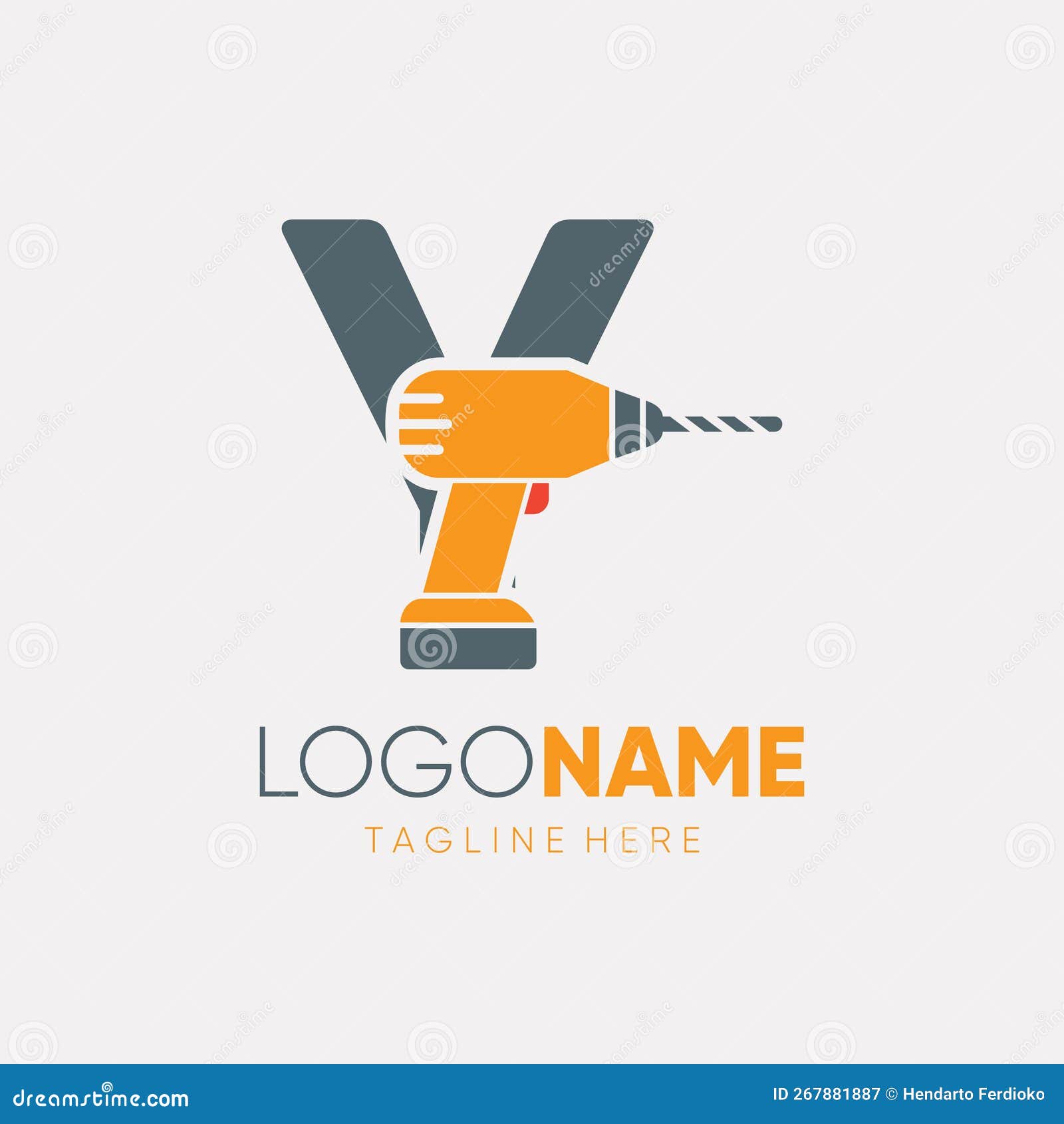 Letter Y Hand Drill Machine Logo Design Vector Icon Graphic Emblem ...