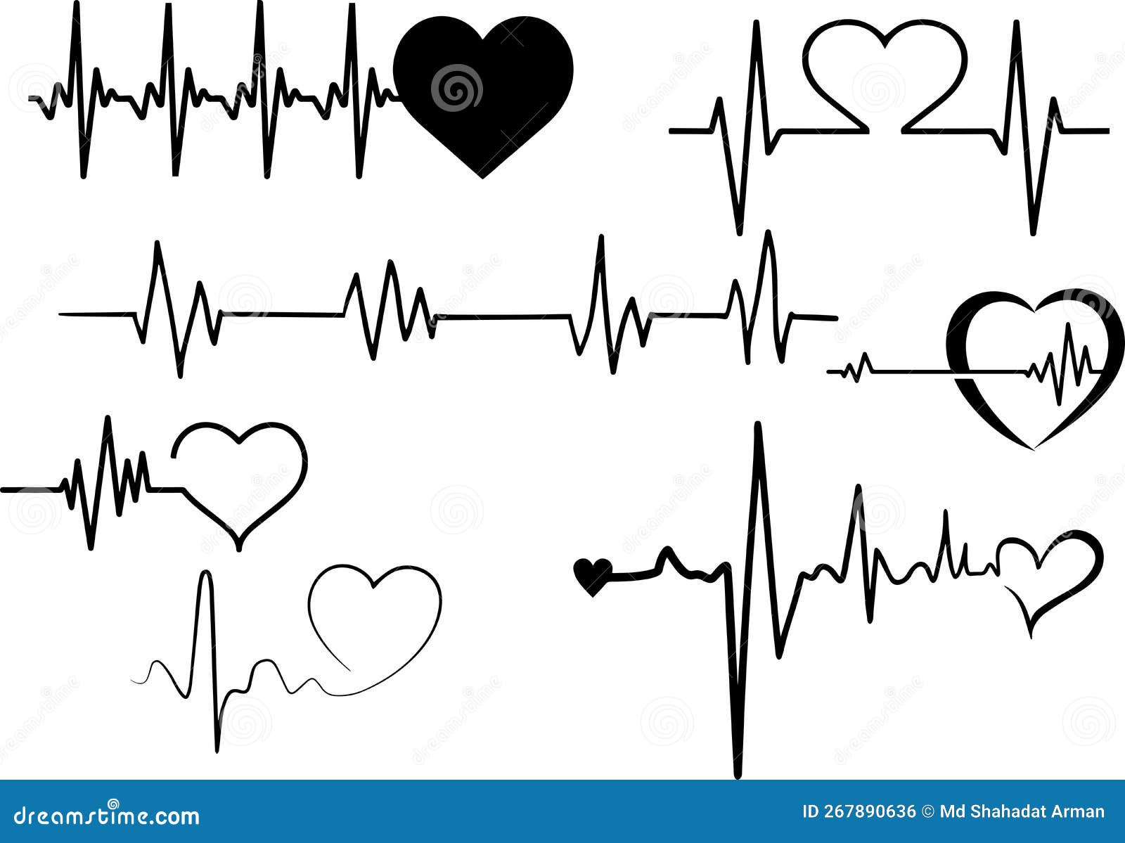 Heartbeat Silhouette, Heartbeat Wand Silhouette Set Stock Illustration ...