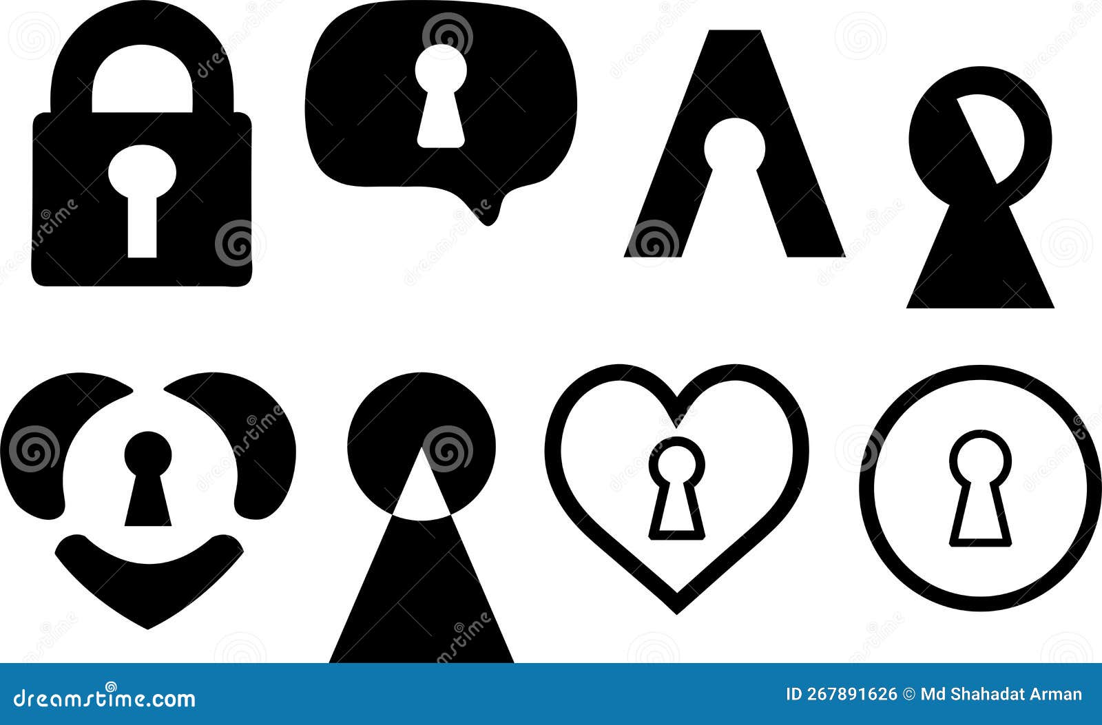 Keyhole Symbol Silhouette, Keyhole Symbol Silhouette Set, Stock ...
