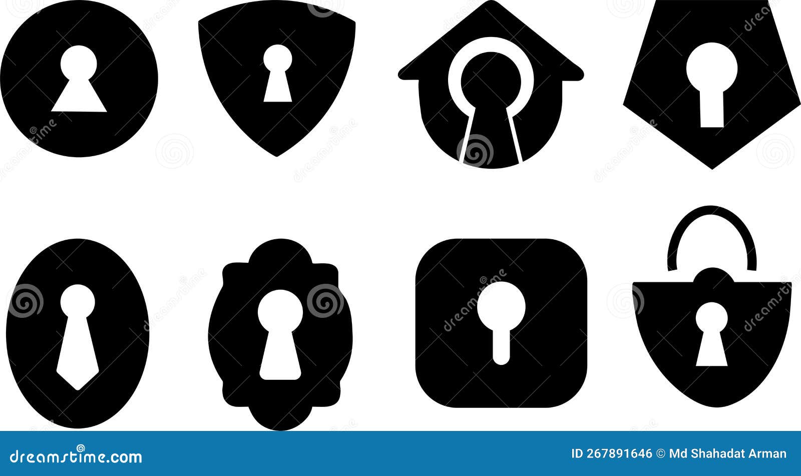 Keyhole Symbol Silhouette, Keyhole Symbol Silhouette Set, Stock ...