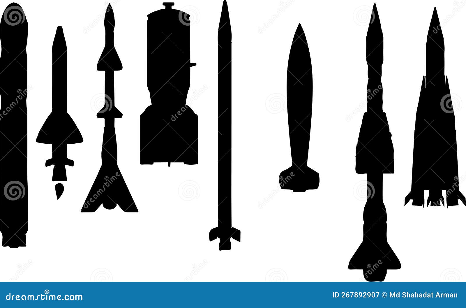Missile Weapon Silhouette, Missile Weapon Silhouette Set, Stock ...