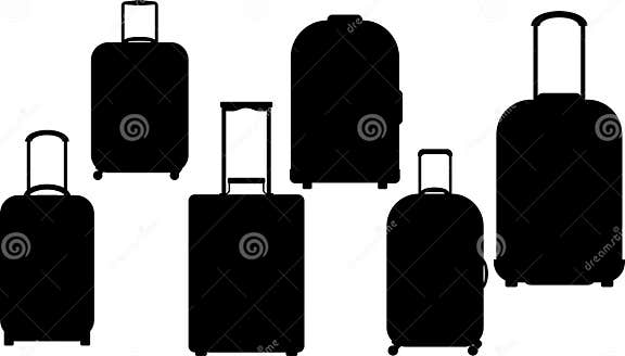 Luggage Bag Silhouette, Luggage Bag Silhouette Set, Stock Illustration ...