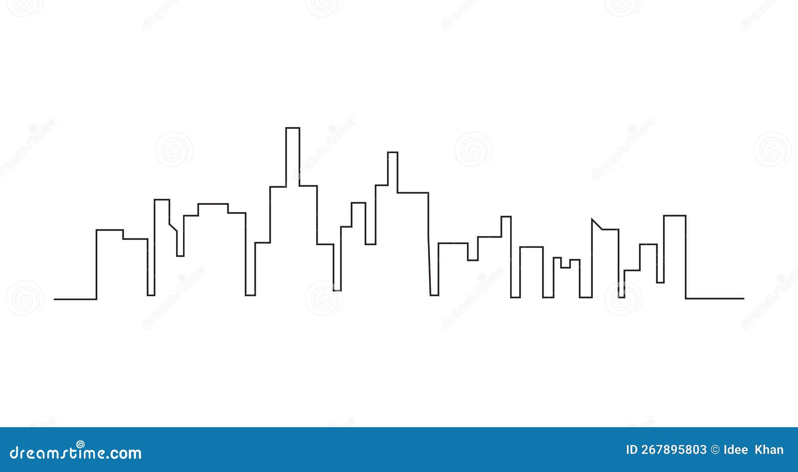Continuous One-line City Modern Buildings Stock Vector - Illustration ...