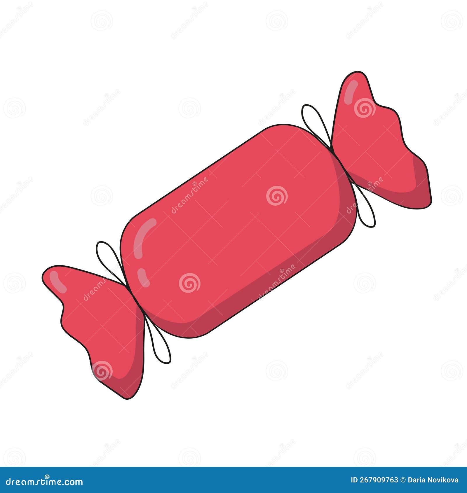 Pink Candy with Strings. Vector Dessert. Sweet Food Icon Sticker ...