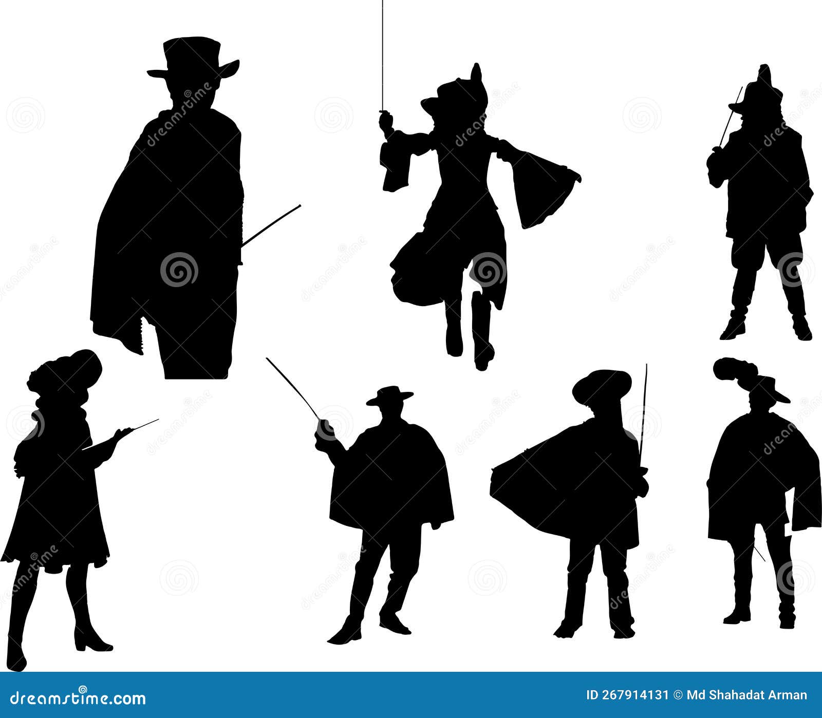 Musketeer Silhouette, Musketeer Silhouette Set, Stock Illustration ...