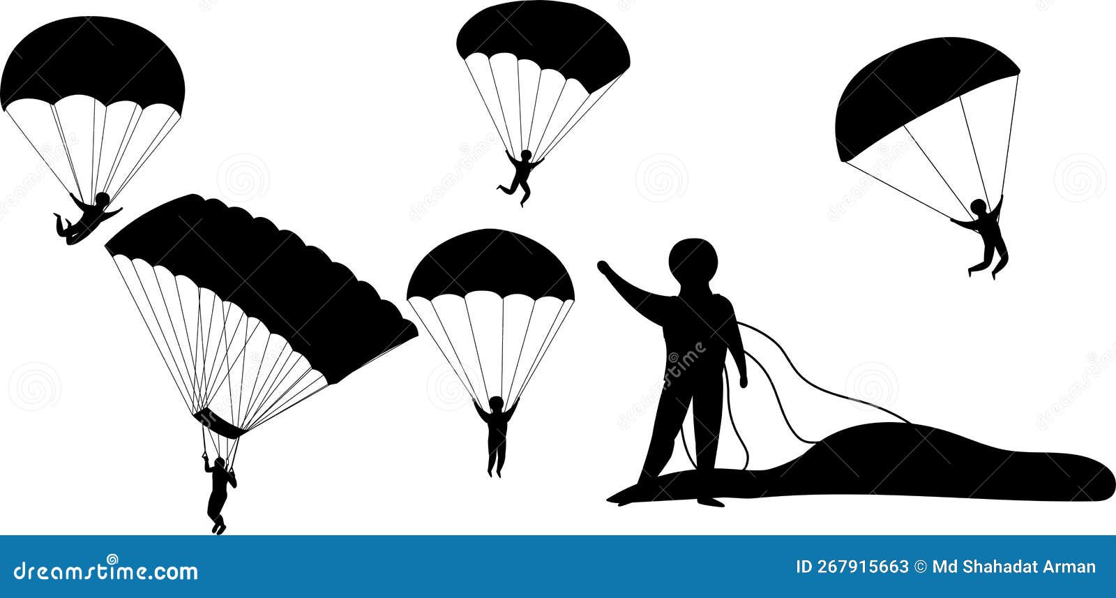 Paratrooper Silhouette, Paratrooper Silhouette Set, Stock Illustration ...