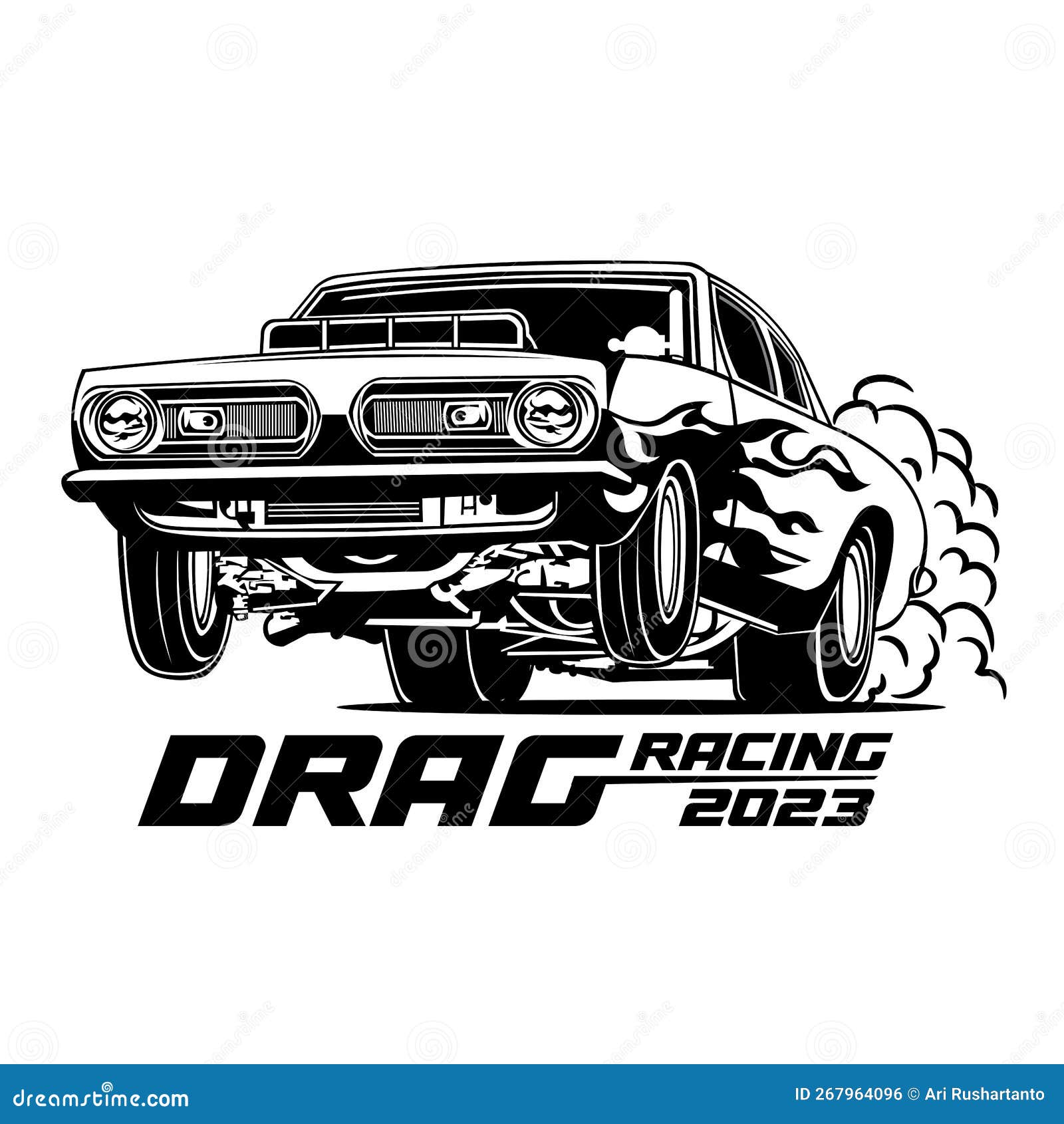 Drag Car Racing Vector Illustration Logo Design Stock Vector ...