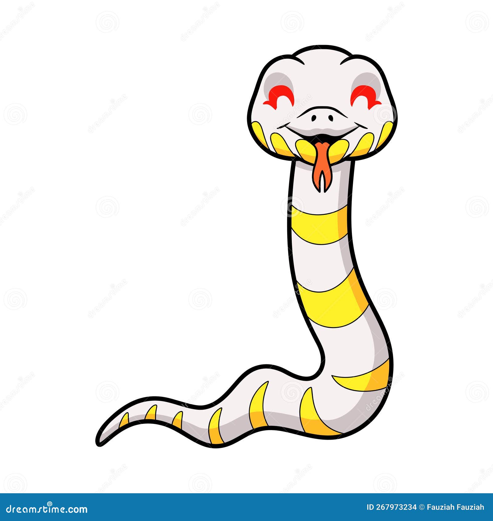 Cute Albino Pied Ball Python Cartoon Vector Illustration ...