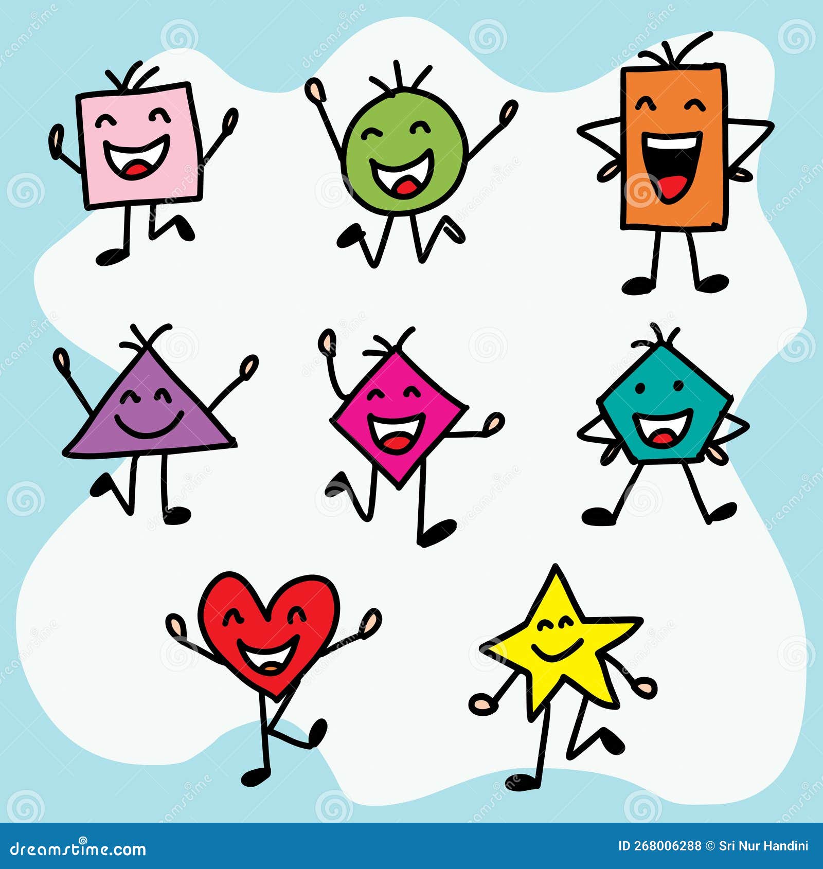 Set of Shape Cartoon Character Stock Vector - Illustration of icon ...