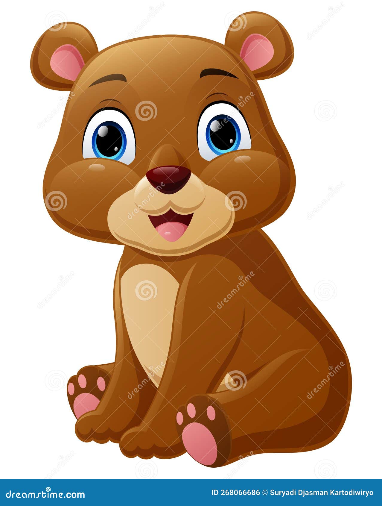 Cute Little Bear Cartoon on White Background Stock Vector ...