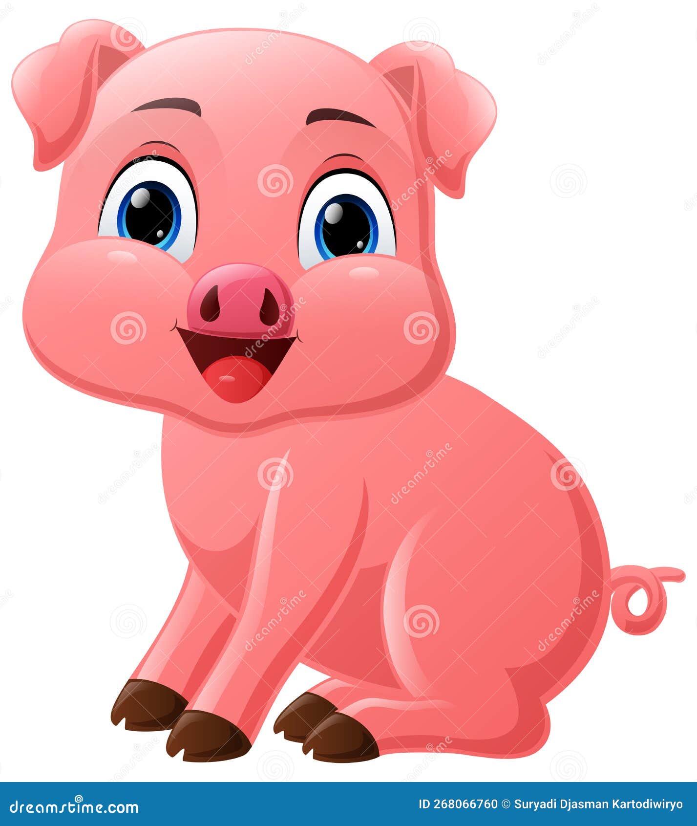 Cute Little Pig Cartoon on White Background Stock Vector - Illustration ...