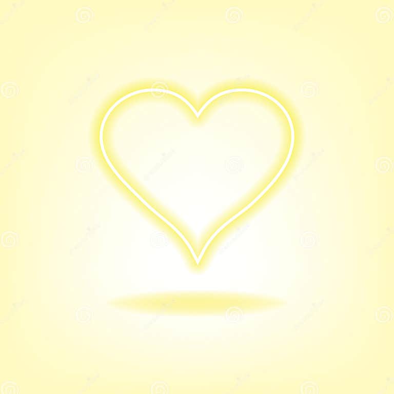 Shiny Yellow Heart Frame on Yellow Background Stock Vector ...