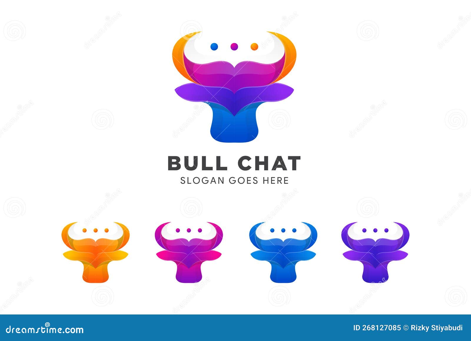 Colorful Bull Talk or Chat Negative Space Mark Icon Symbol Logo Stock ...