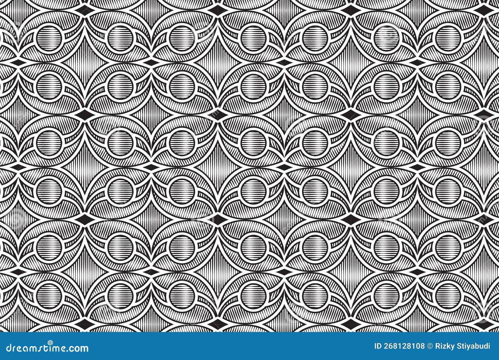 Abstract Seamless Pattern Design Template. Curve, Circle and Square ...