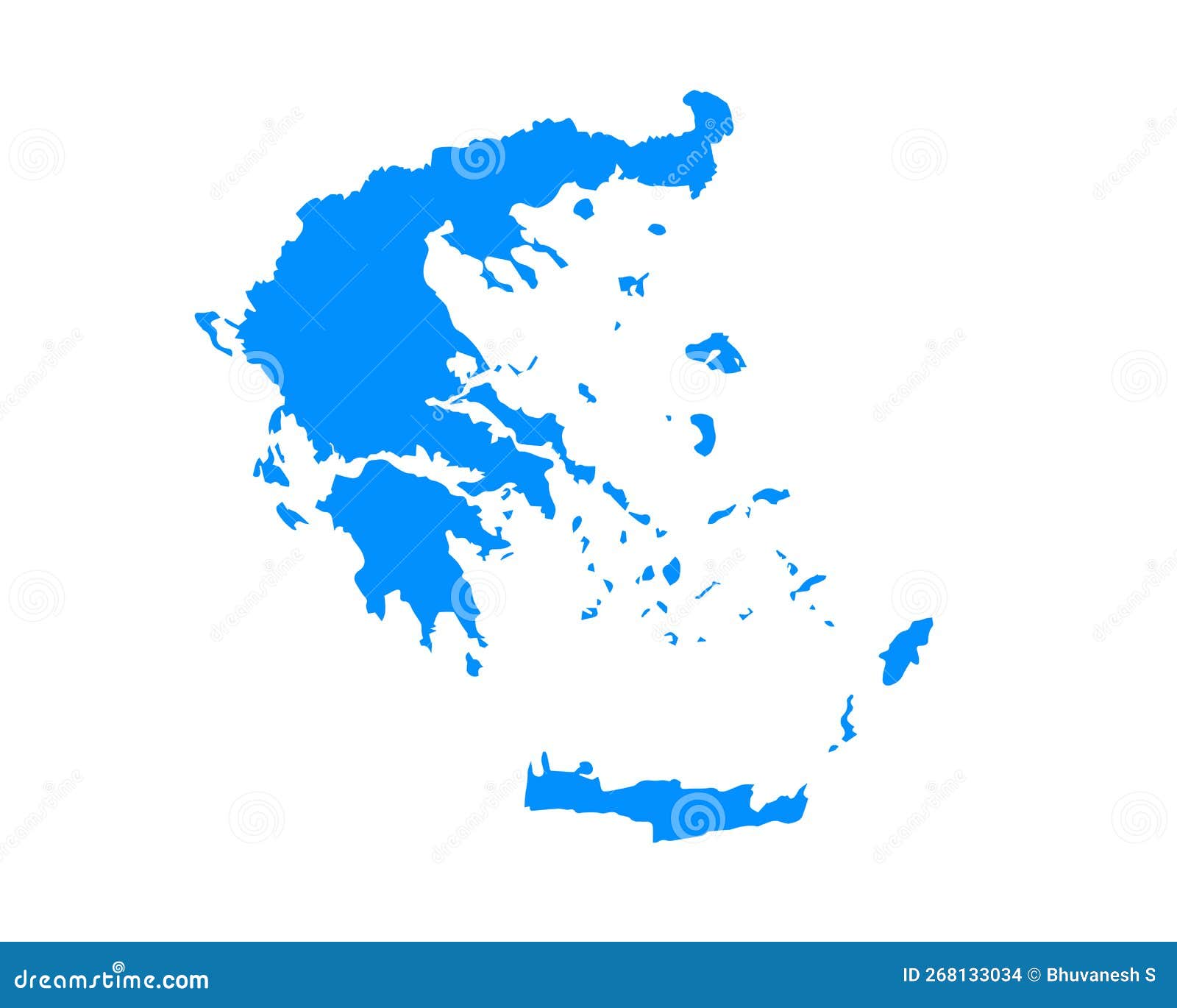 Blue Coloured Map Design on Country Greece Isolated on White Background ...