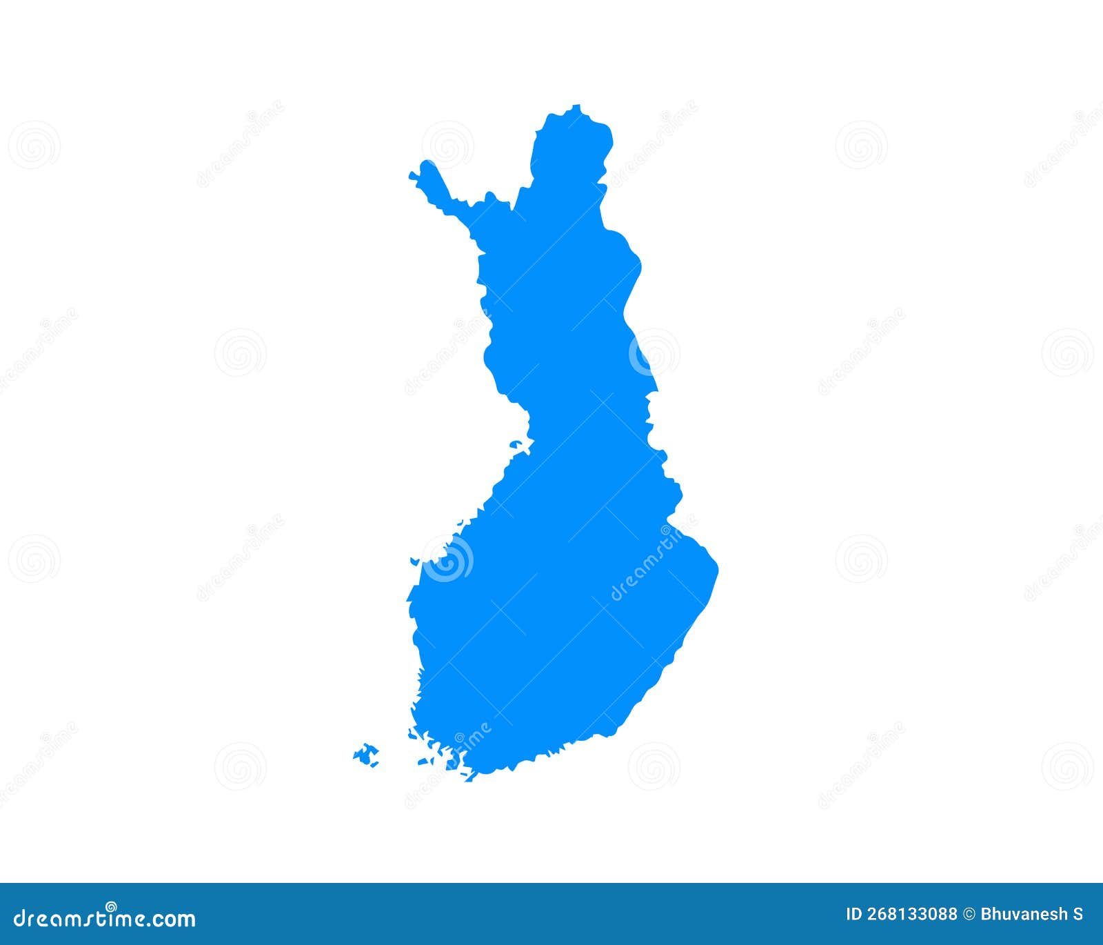 Blue Coloured Map Design on Country Finland Isolated on White ...