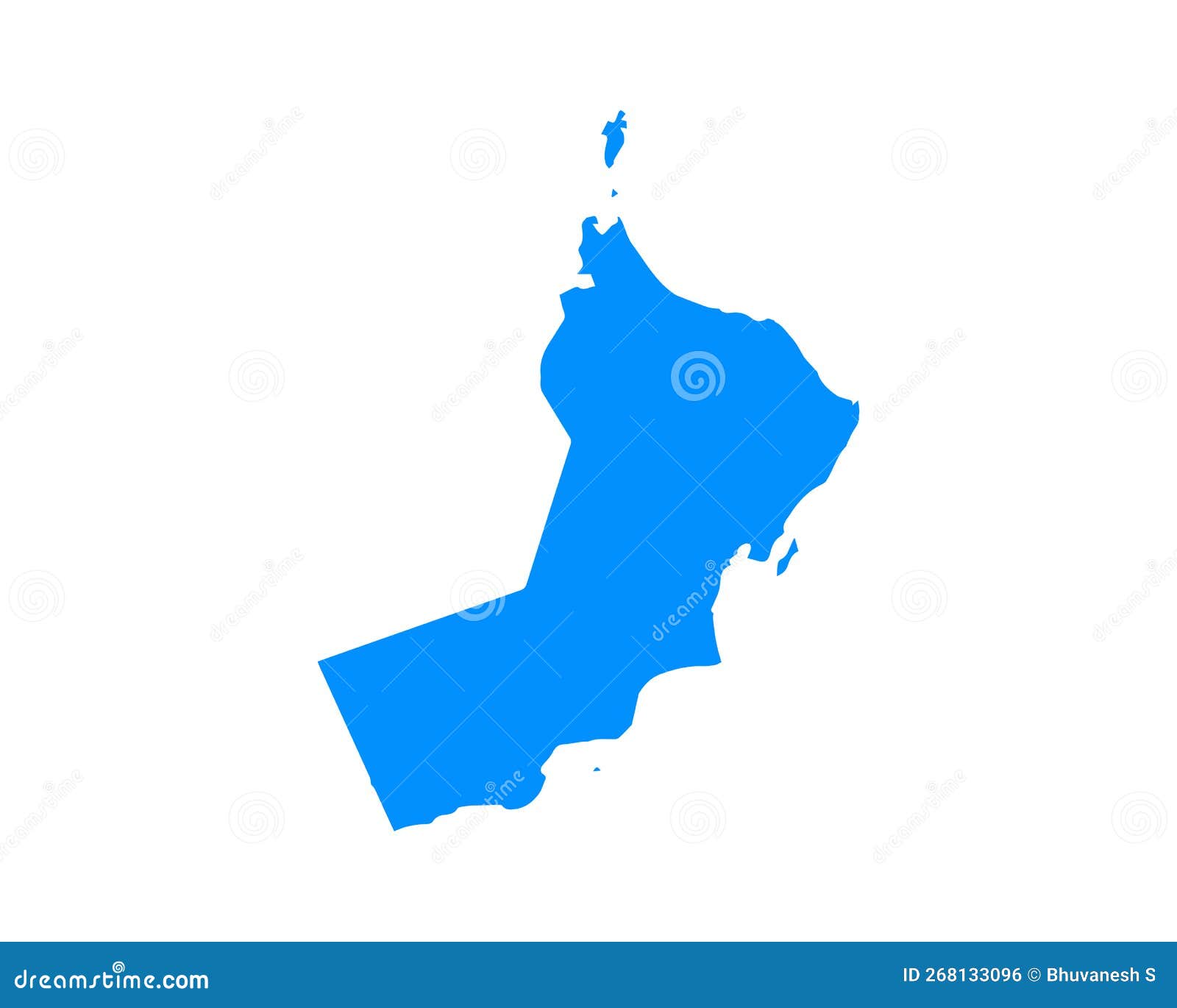 Blue Coloured Map Design on Country Oman Isolated on White Background ...