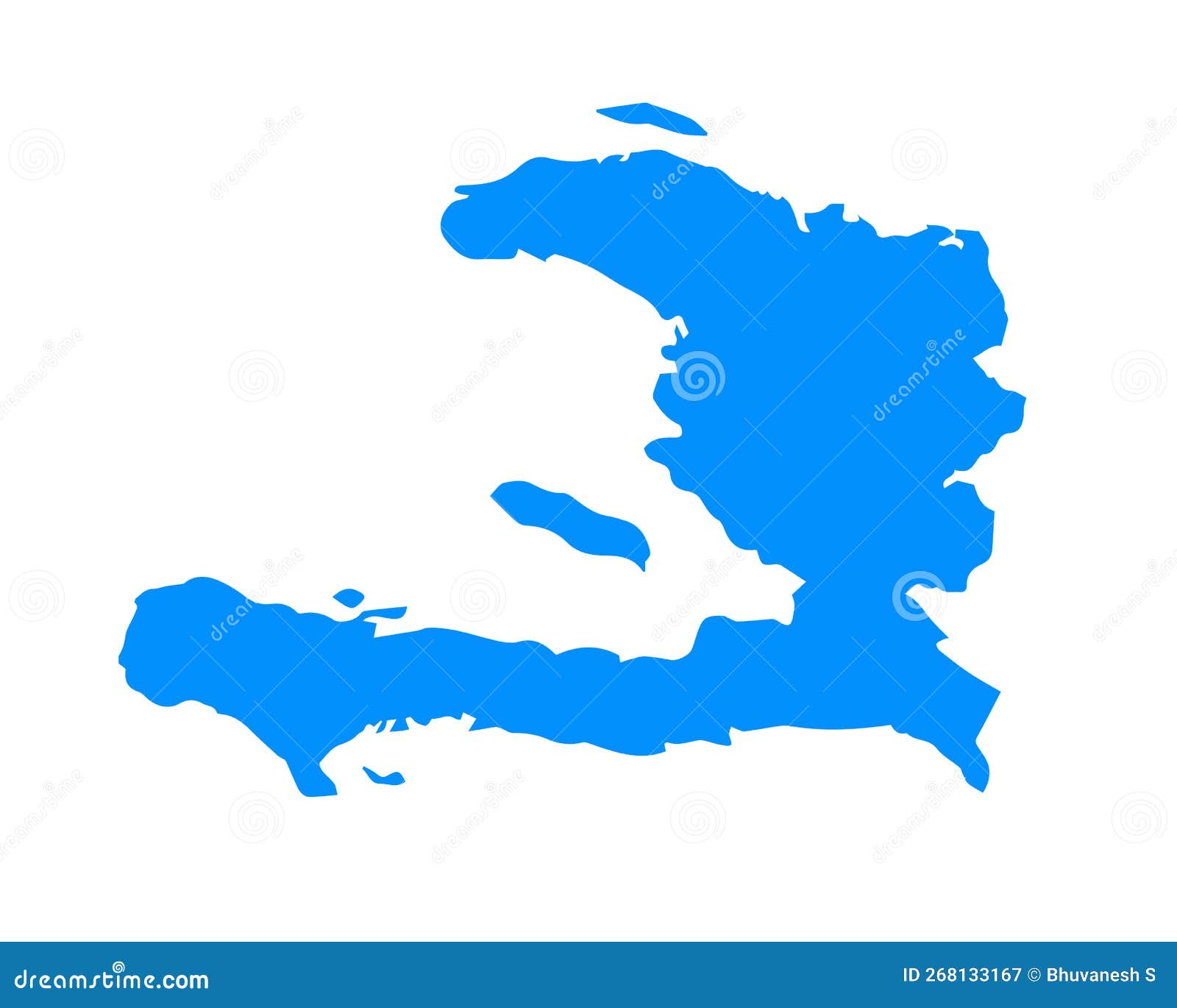 Blue Coloured Map Design on Country Haiti Isolated on White Background ...