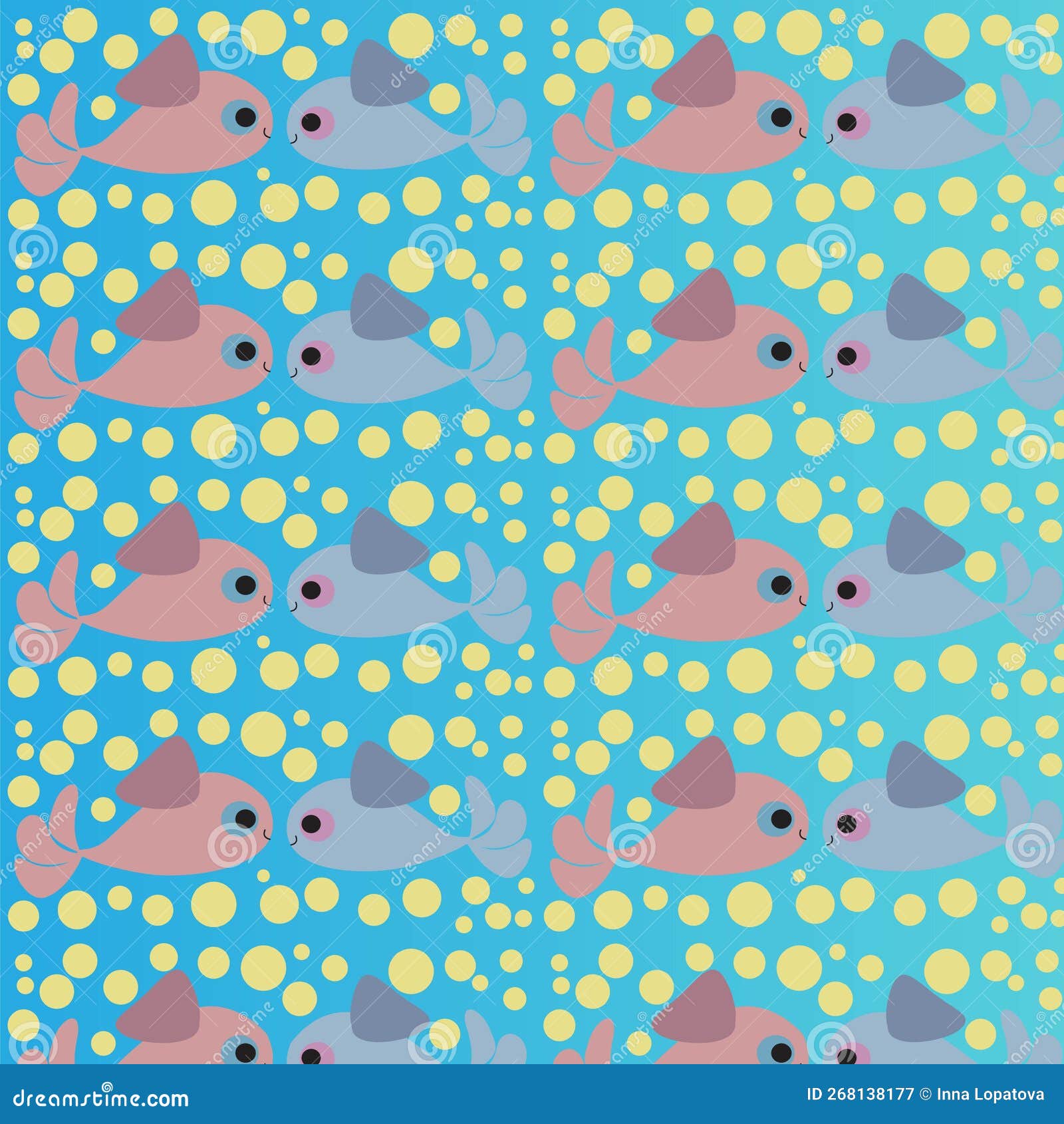 Cute Vector Background Couple of Fish Pattern Illustration Stock ...