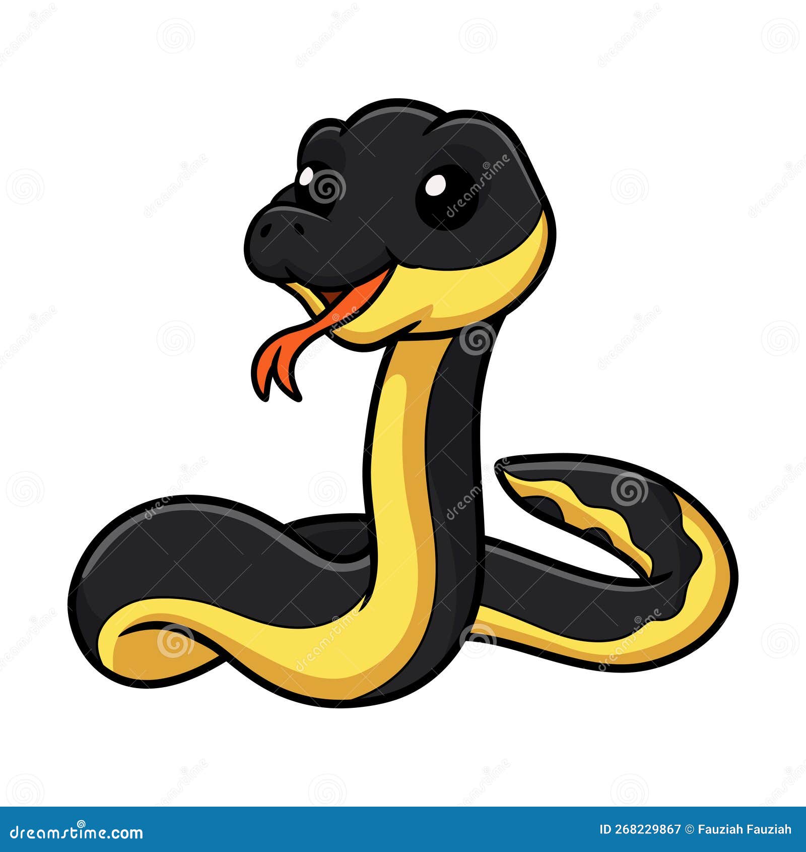 Cute Yellow Bellied Sea Snake Cartoon Stock Vector - Illustration of ...