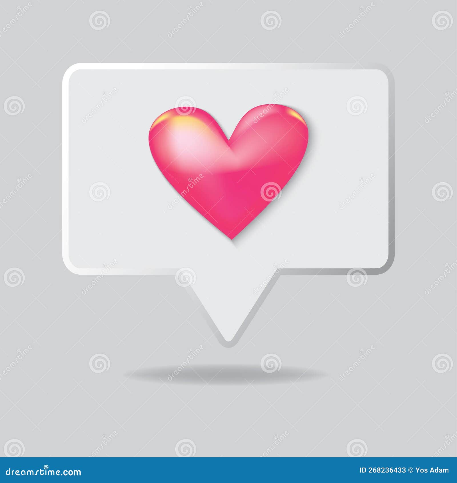 Love Notification, Pink Heart in Textbox Vector Illustration Stock ...