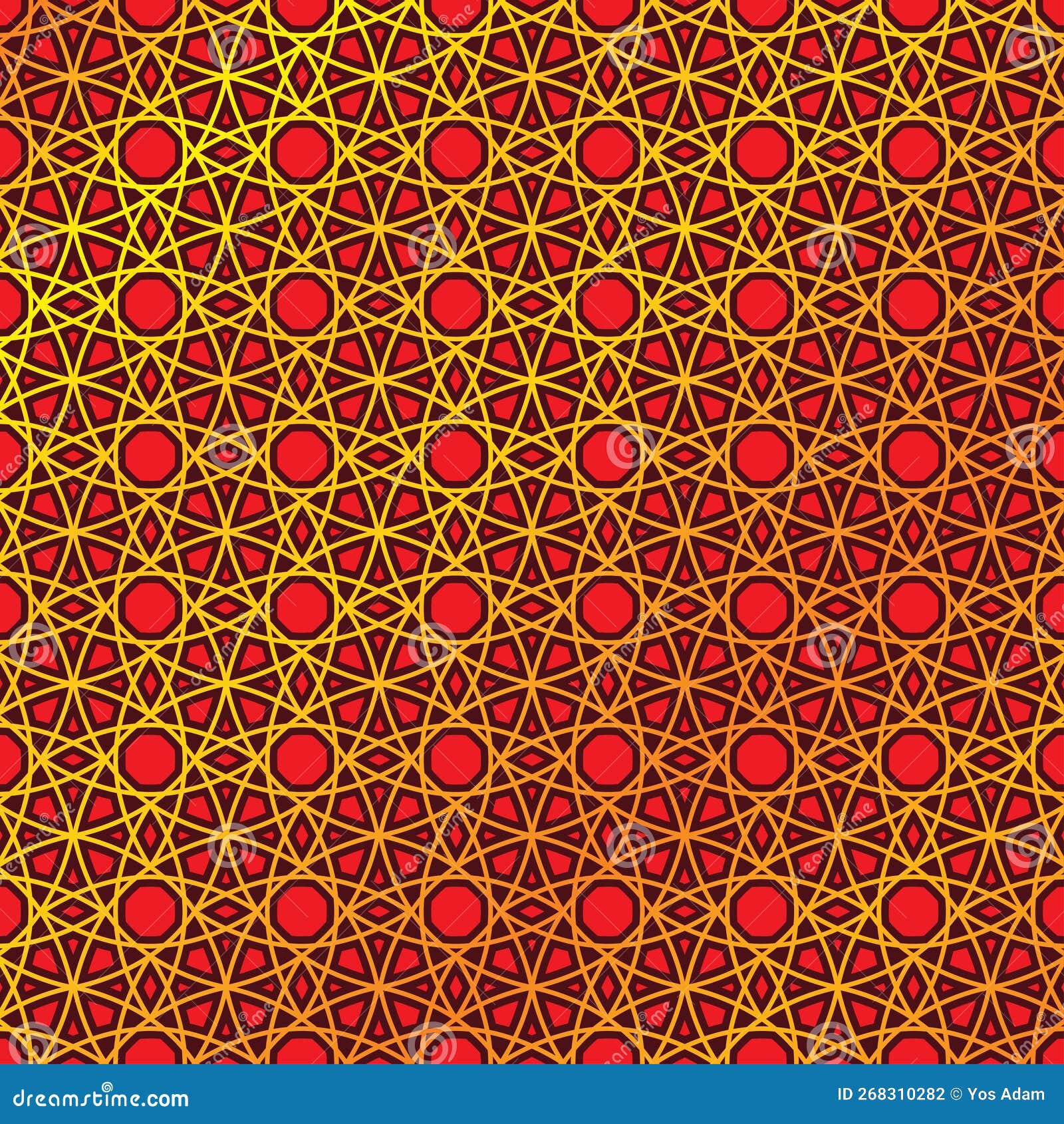 Golden Islamic Geometric Pattern on Red Background Vector Illustration ...
