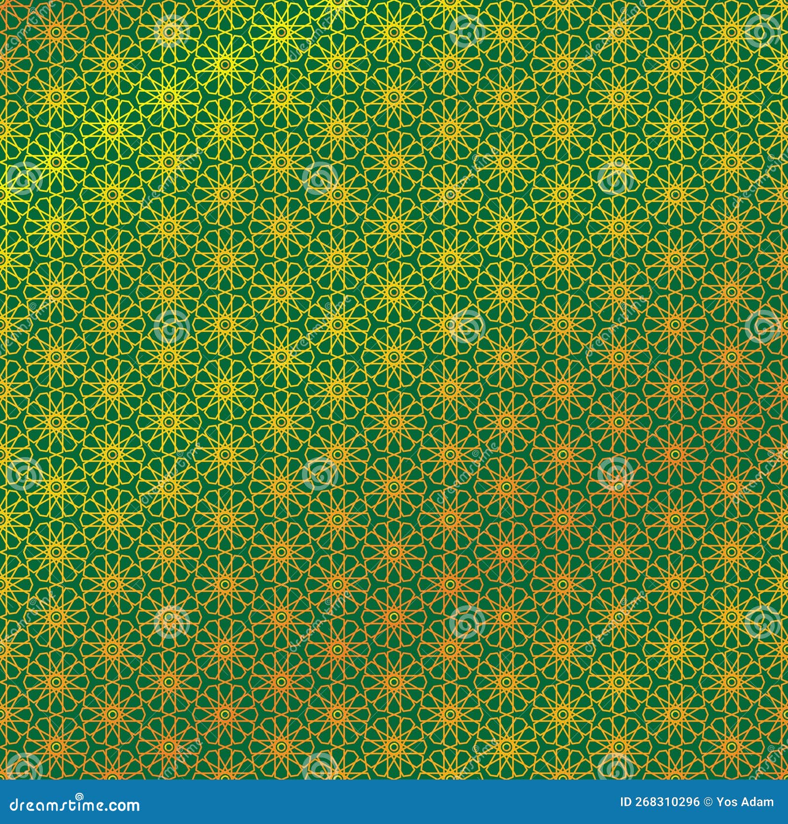 Golden Islamic Geometric Pattern on Green Background Vector ...