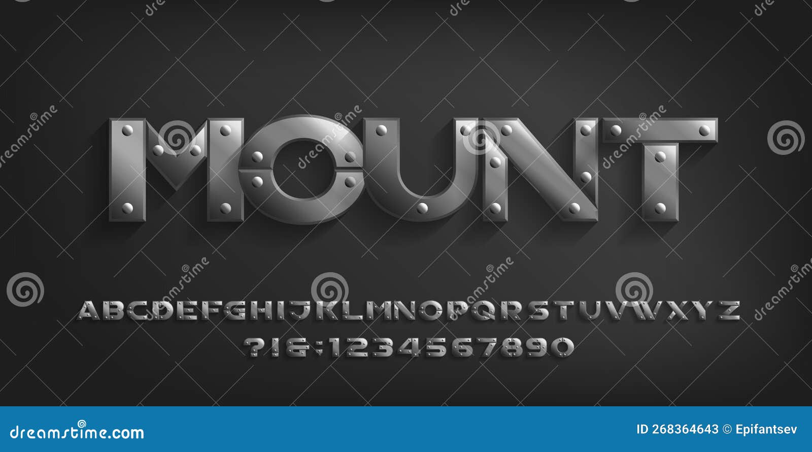 Rivets Alphabet Font. Steampunk Letters, Numbers And Punctuation ...