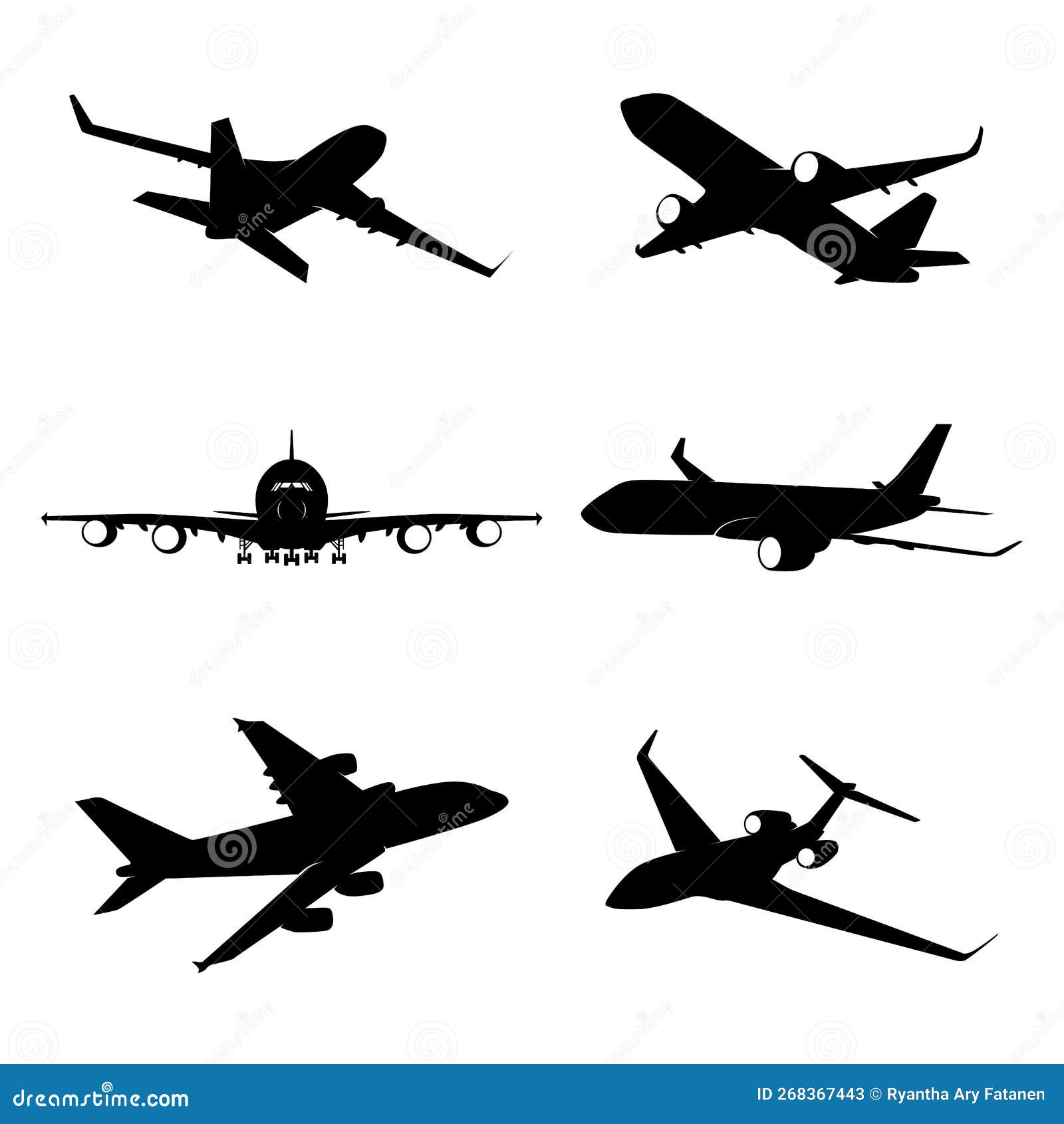 Silhouette of Commercial Airplane Vector Stock Vector - Illustration of ...