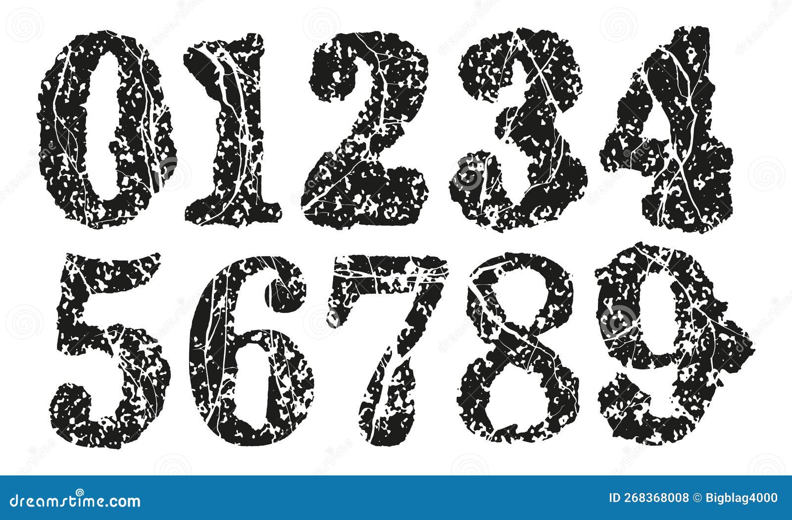 Grunge Style Vector Numbers.Art Font. Stock Illustration - Illustration ...