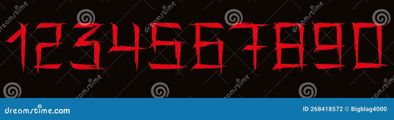 Red Brushstroke Numbers on Black Background. Stock Illustration ...