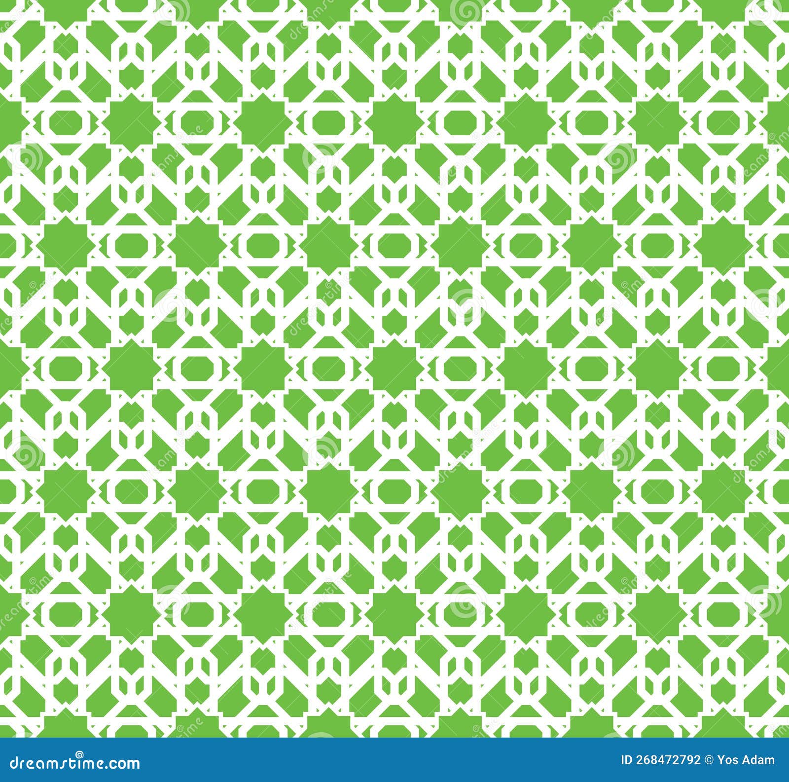 White Islamic Geometric Pattern on Green Background Vector Illustration ...