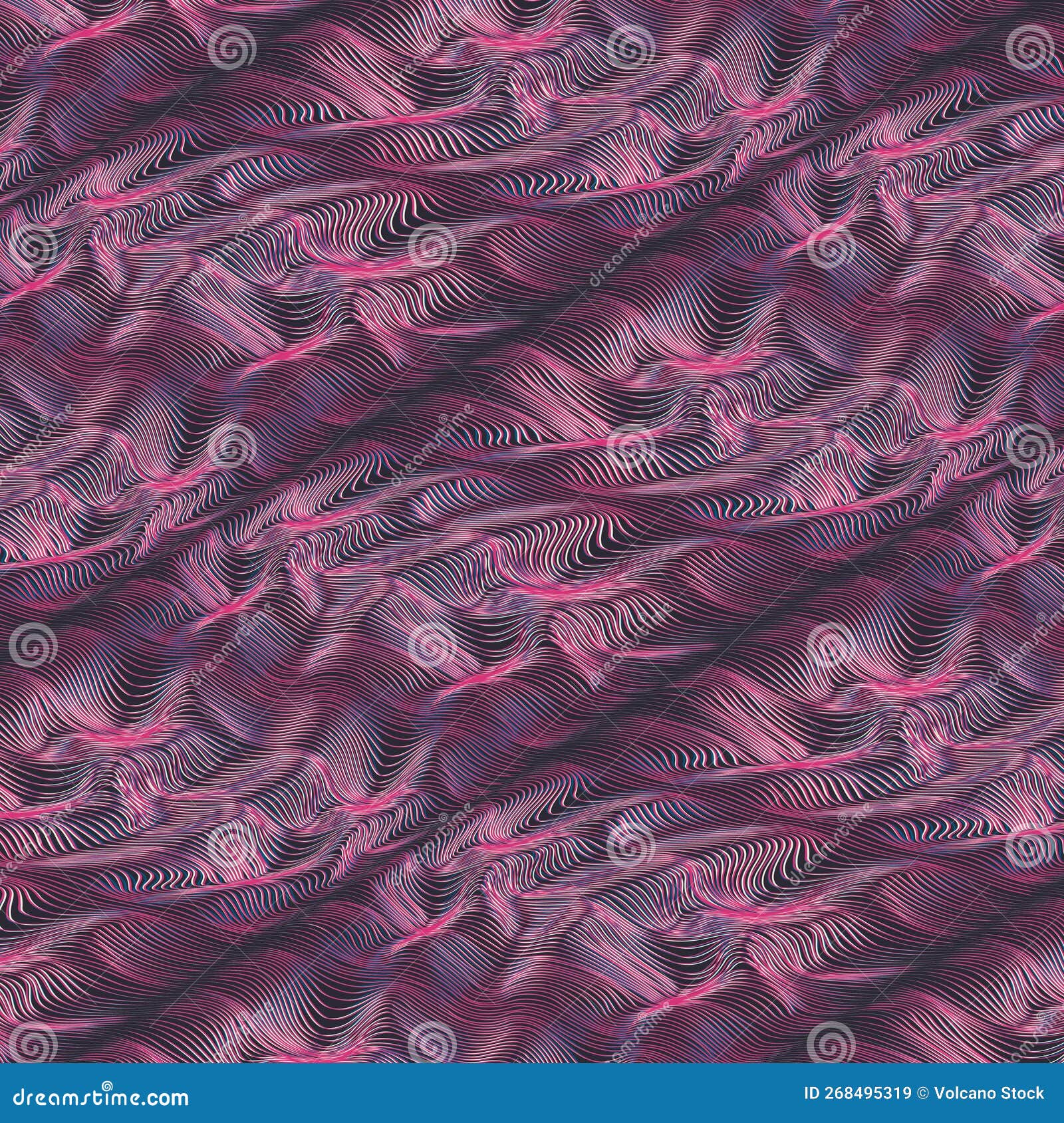 Distorted Wave Pink and Black Texture. Abstract Dynamic Wavy Surface ...