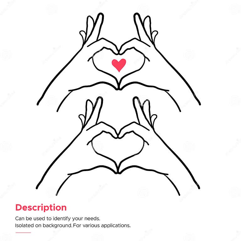 Hand Love Making Small Heart Isolated on White Background. Stock Vector ...