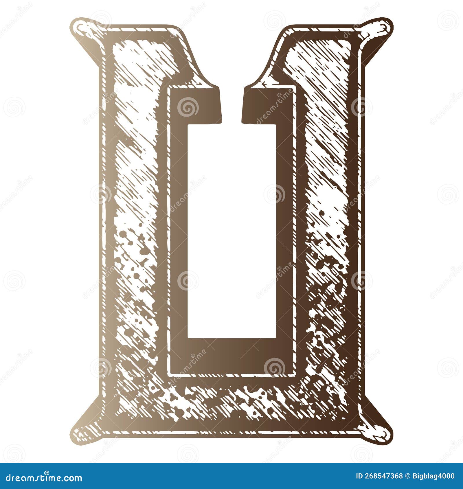 Ancient Art Font.Brown Decorative Letter Isolated on White Background ...