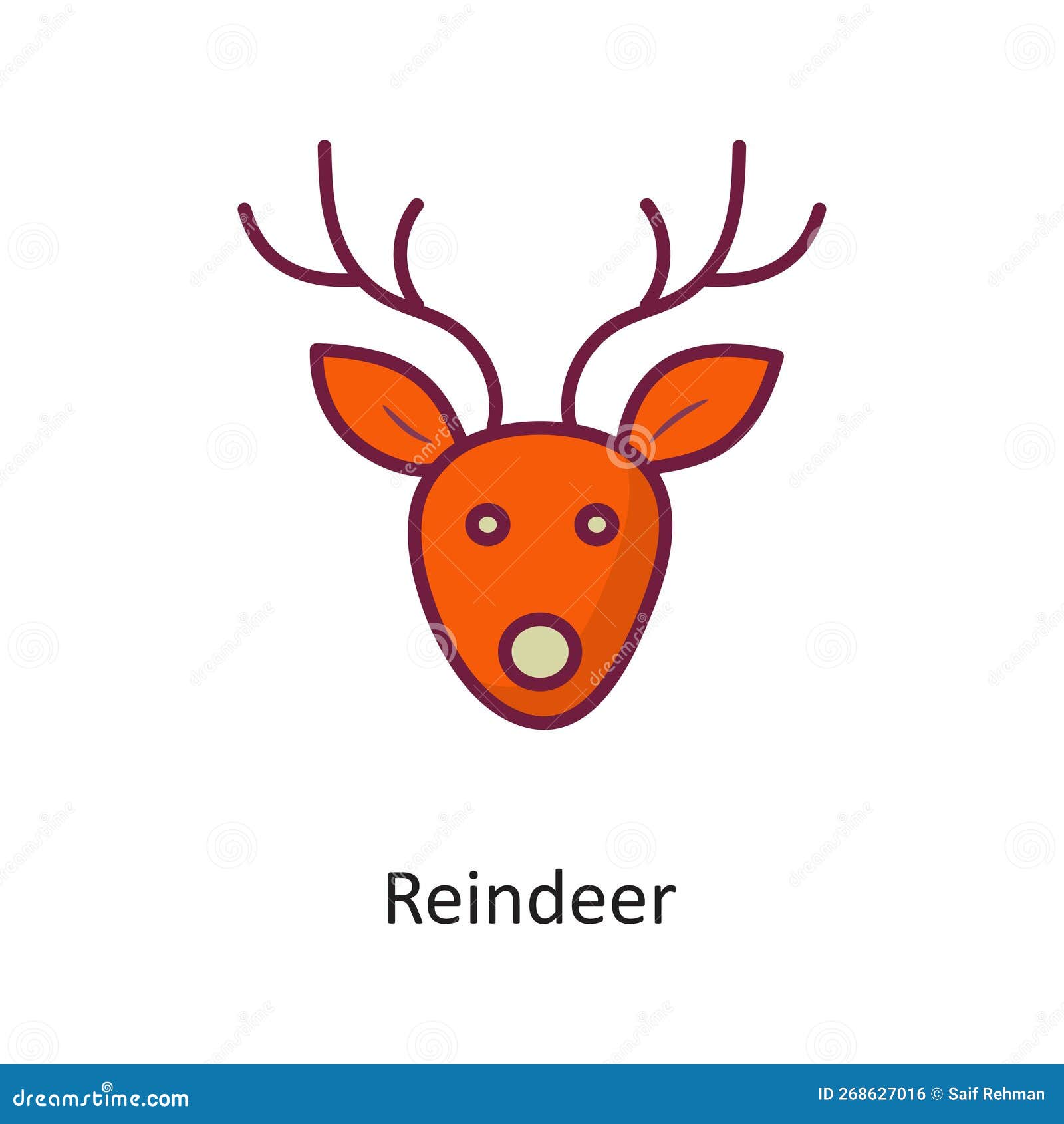 Reindeer Vector Fill Outline Icon Design Illustration. Holiday Symbol ...