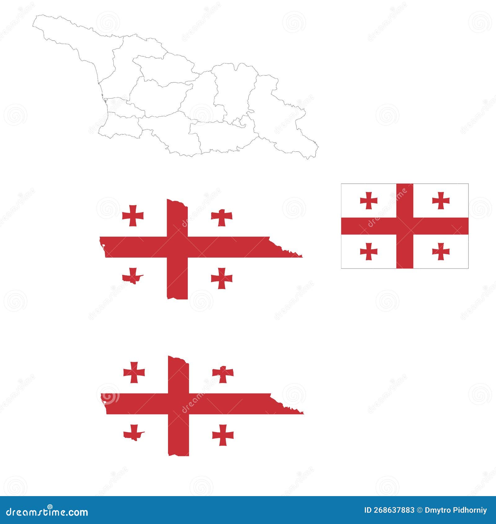 Set of Territories of the Country with the Flag of Georgia Stock Vector ...