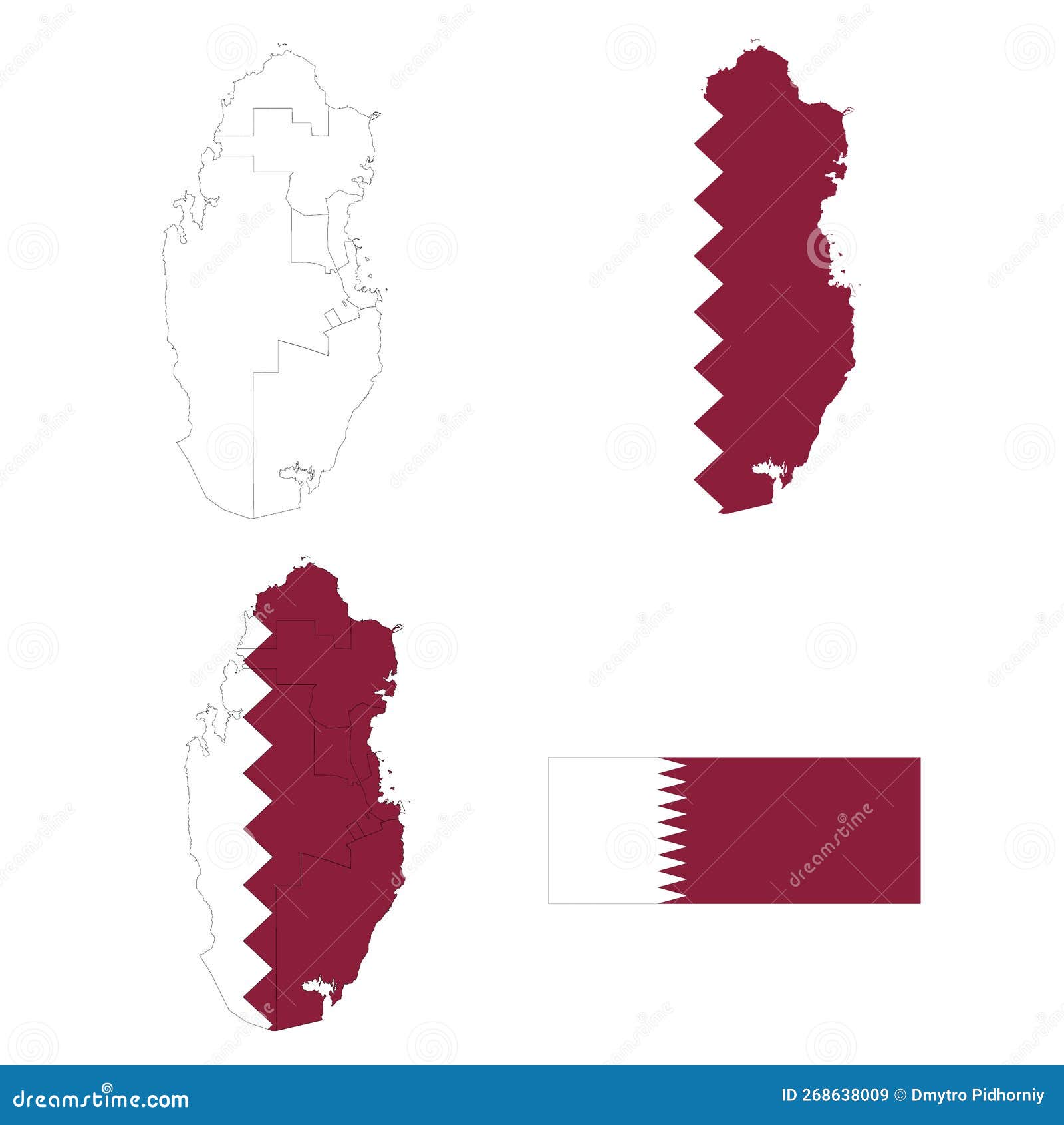 Set of Territories of the Country with the Flag of Qatar Stock Vector ...