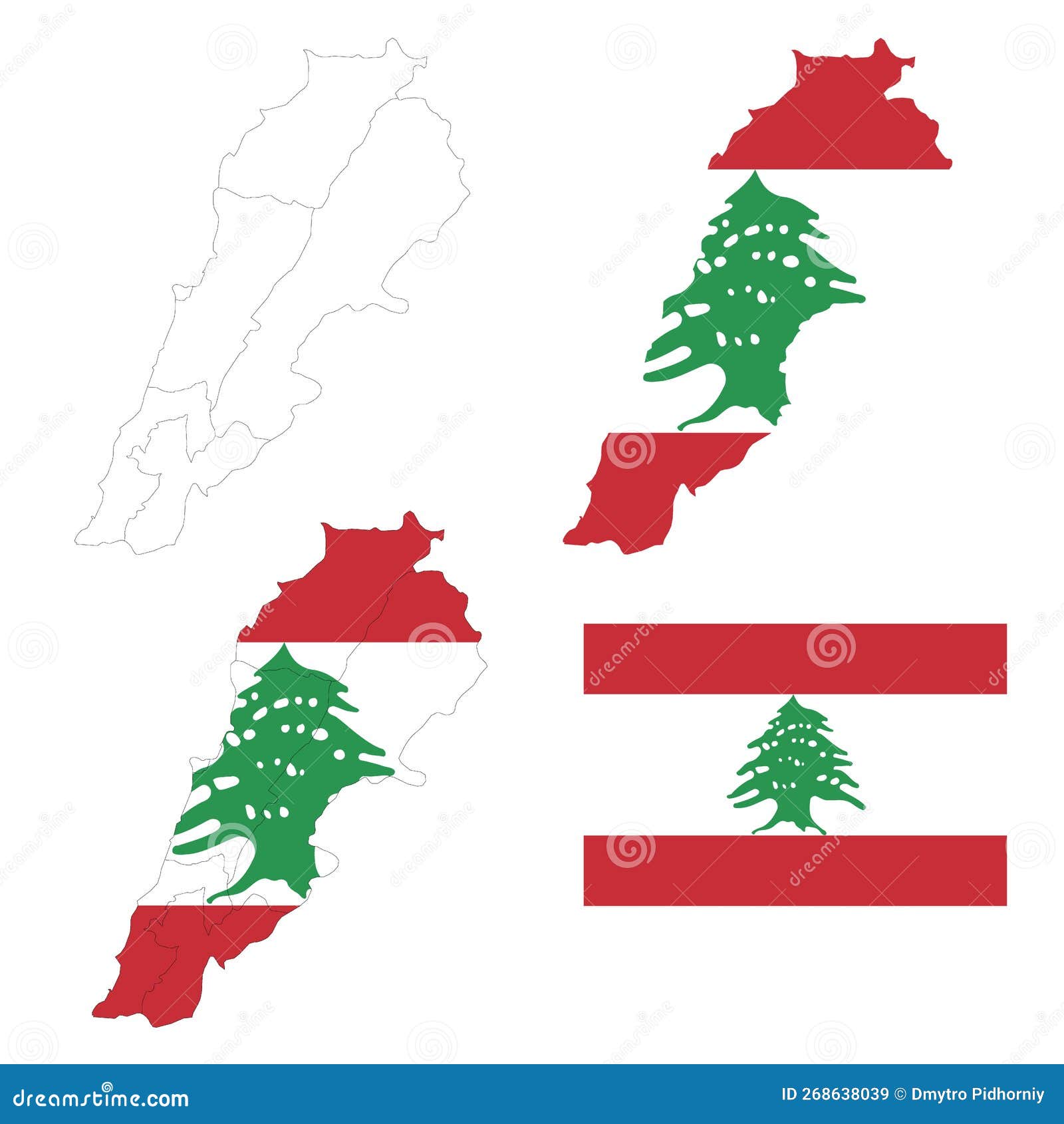 Set of Territories of the Country with the Flag of Lebanon Stock Vector ...