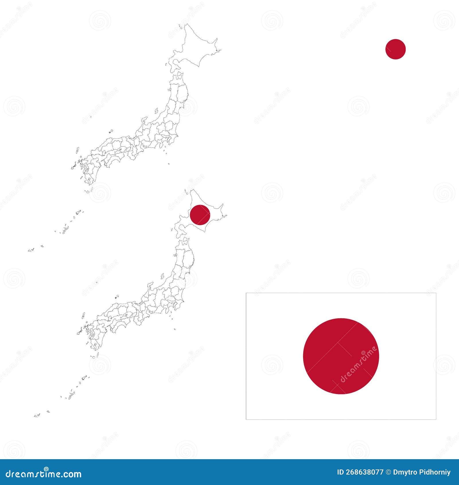 Set of Territories of the Country with the Flag of Japan Stock Vector ...
